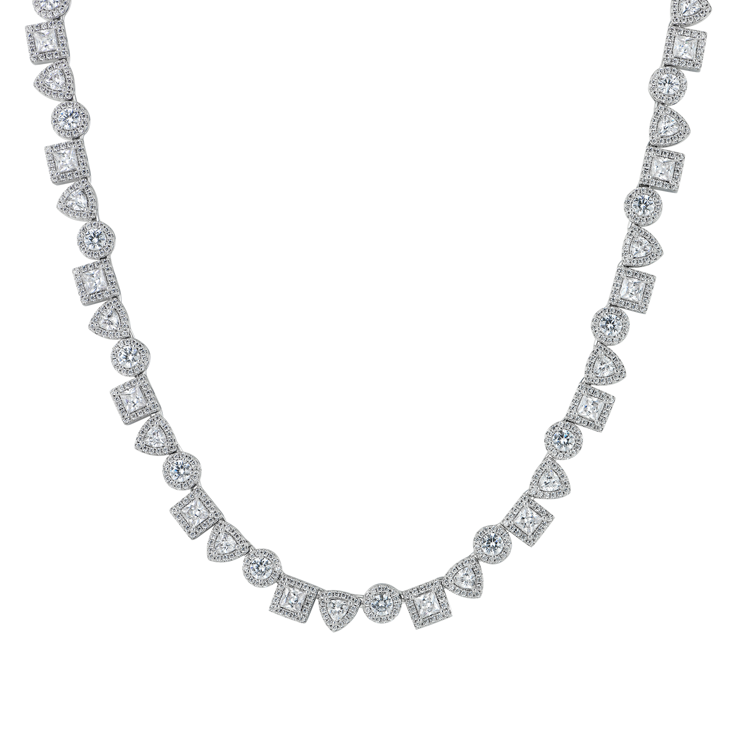 Princess Cut Mix Clustered Tennis Chain - 7mm - APORRO